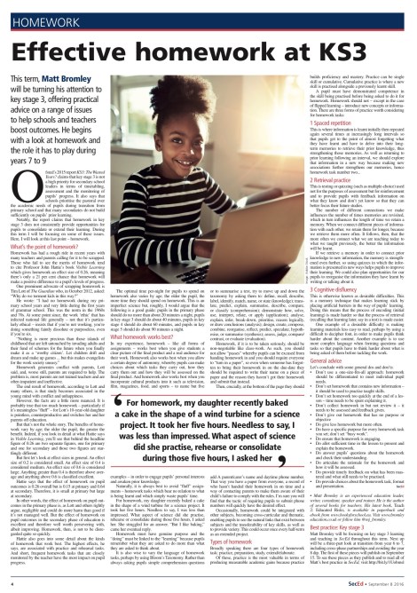 Key Stage 3: Effective homework – bee | Bromley Education Enterprises ...